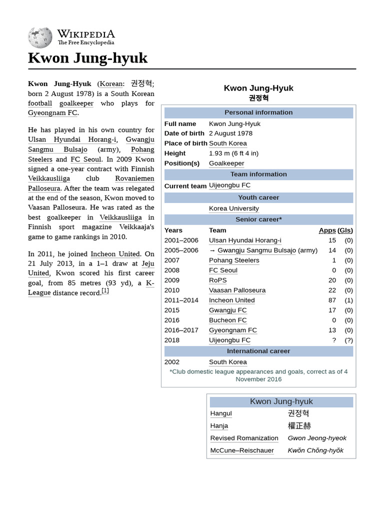 Kwon_Jung-hyuk | PDF | Sports Leagues | Summer Sports