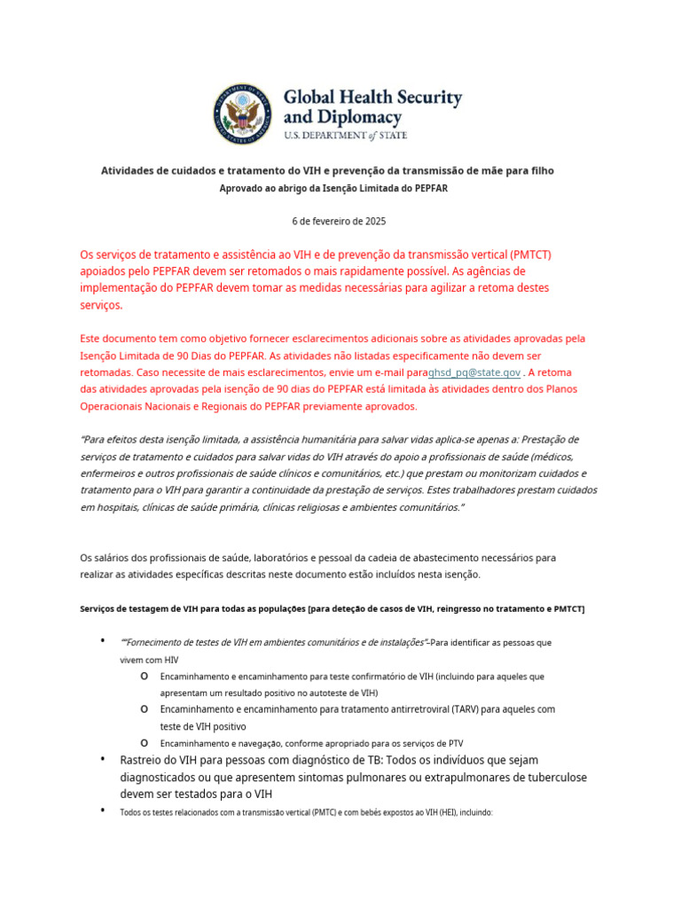 GHSD - PEPFAR Limited Waiver - Approved Activities - 02062025 1.en - PT ...