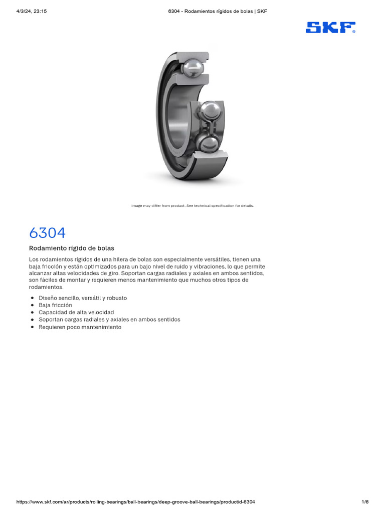 6304 - Rodamientos Rígidos de Bolas - SKF | PDF | Red mundial | Internet y web