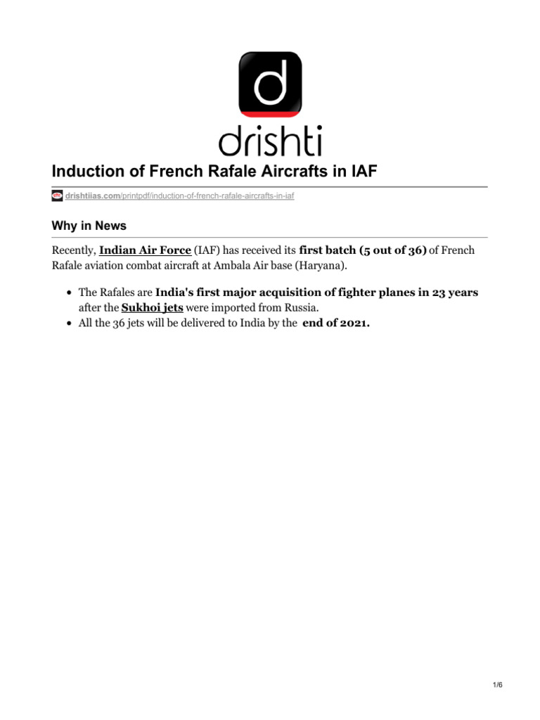 Induction of French Rafale Aircrafts in Iaf | PDF | Fighter Aircraft | Aerial Warfare