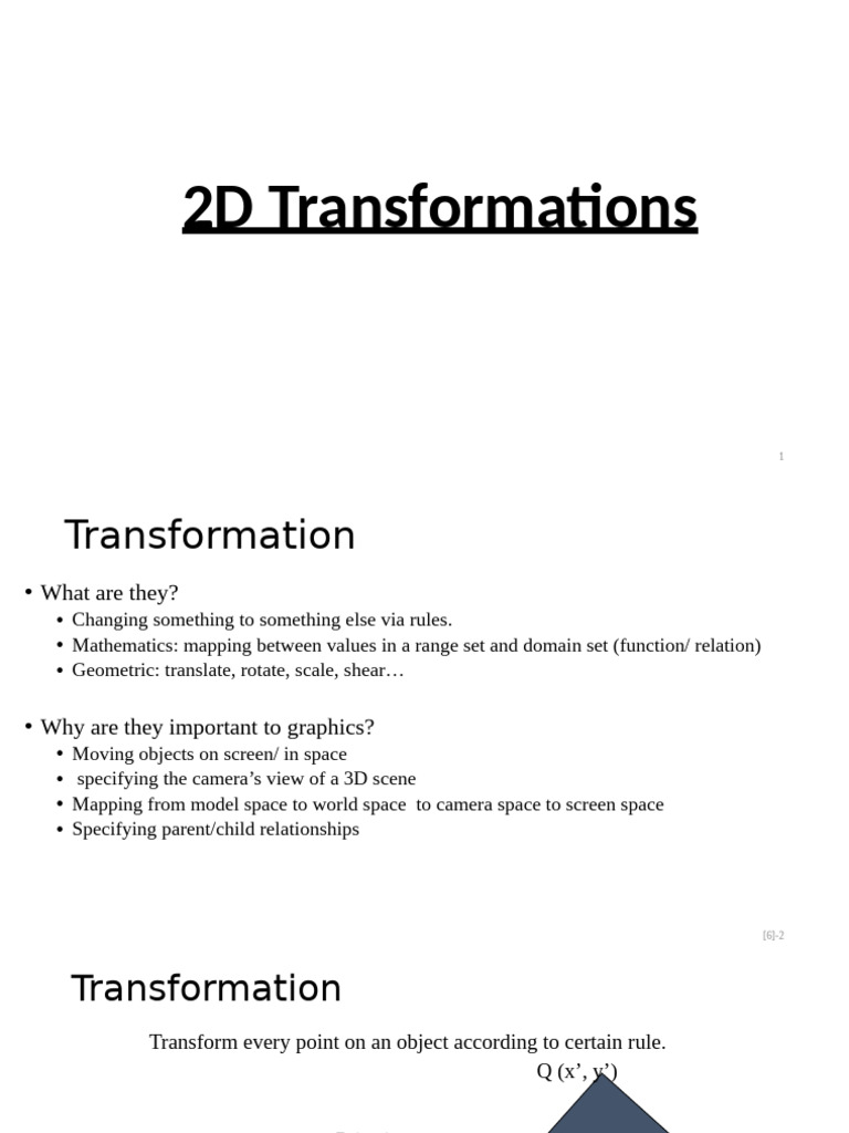 L 11 (2 D Transformations) | PDF | 2 D Computer Graphics | Operator Theory