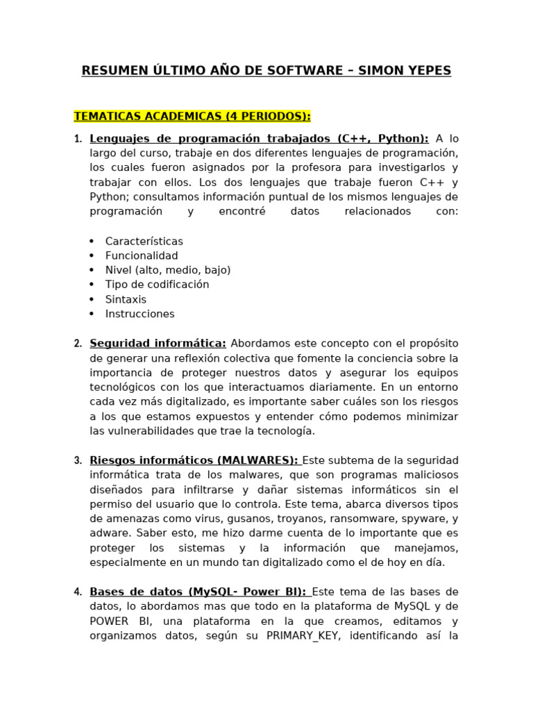 Resumen Último Año de Software | PDF | Objeto (informática ...