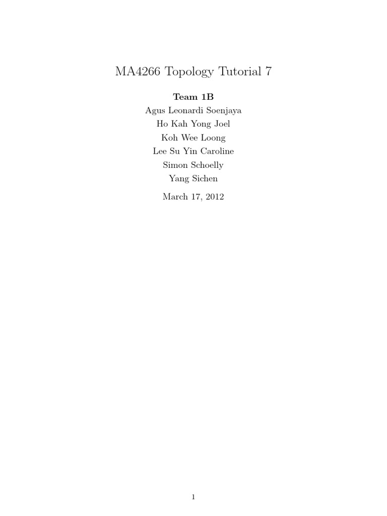 Topology - Tut7 - Revised2 (Agus) | PDF | Mathematical Analysis | Space