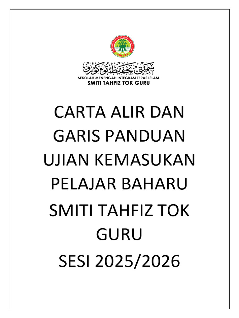 Carta Alir Dan Garis Panduan Ujian Kemasukan Pelajar Baharu Sesi 2025. ...