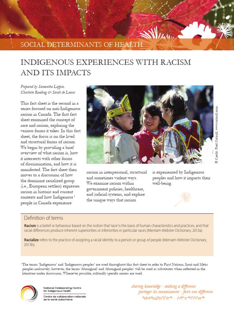 Indigenous Racism in Canada: Impacts | PDF | Racism | Discrimination ...