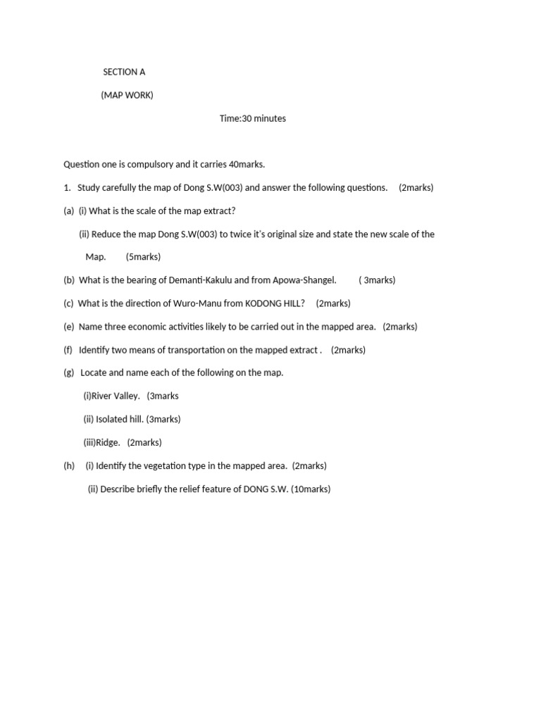 Map Work for Geography Form 3 | PDF