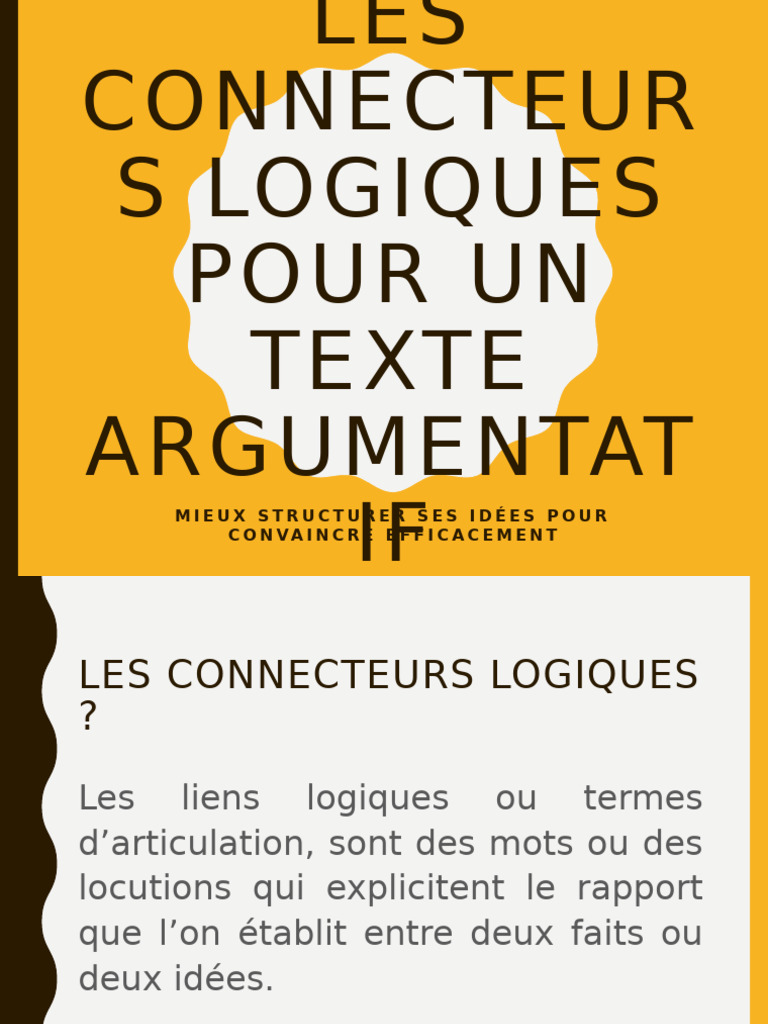 Connecteurs logiques pour argumentation | PDF