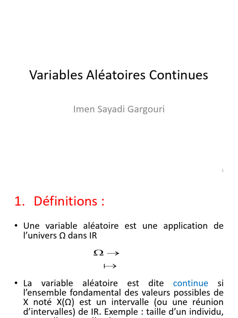 Variables Aléatoires Continues Avec CHGT de Variable Converti PDF | PDF | Loi normale | Variable ...