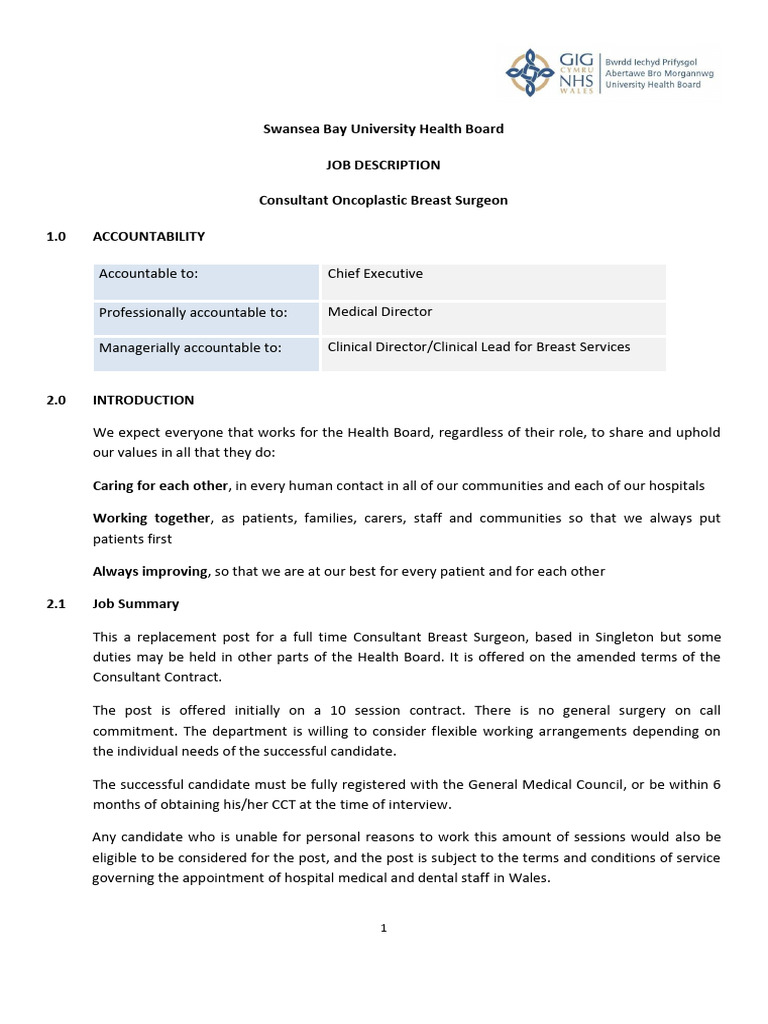 Swindon JD AND JOB PLAN | PDF | Medical School | Surgery