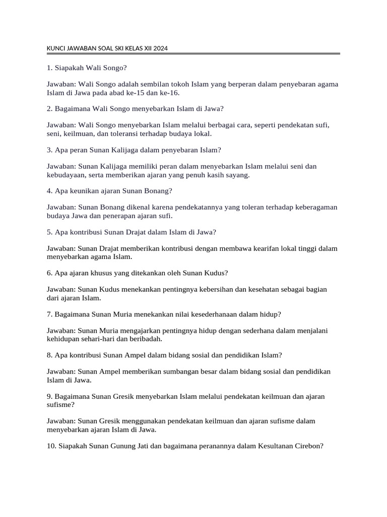 Kunci Jawaban Soal Ski Kelas Xii 2024 | PDF