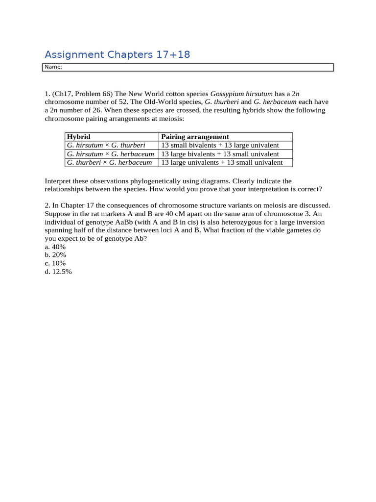 Assignment Chapters 17+18 (2) | PDF