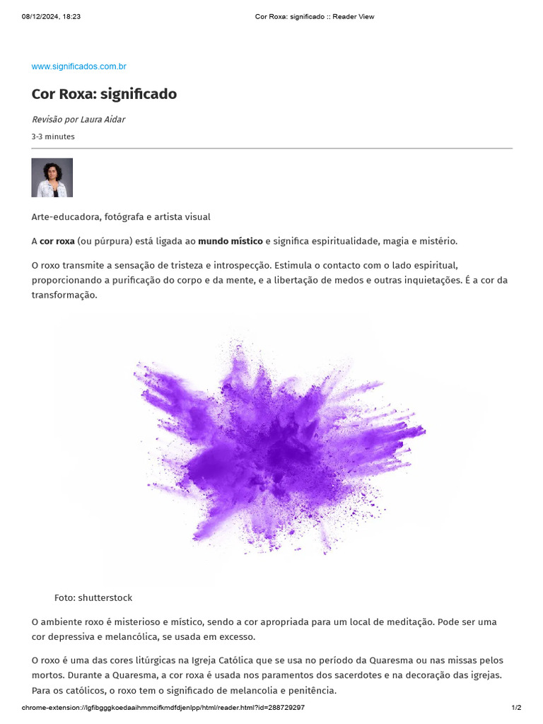 Cor Roxa - Significado - Reader View | PDF