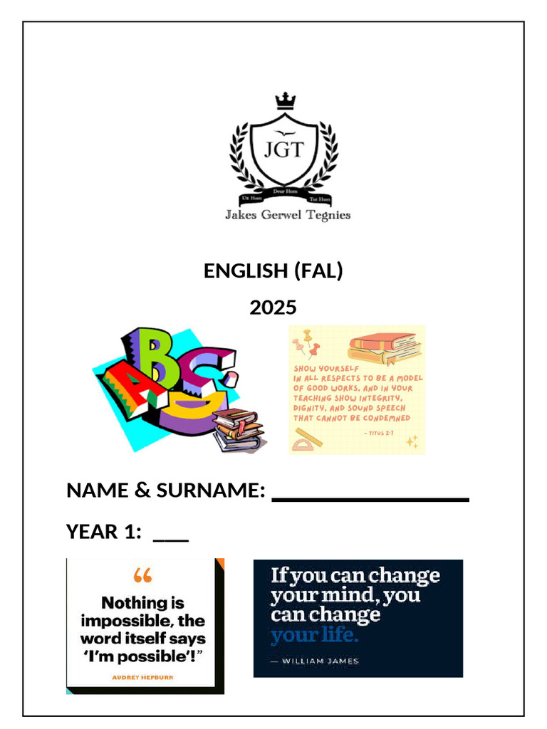 Learner Cover Page Y1 | PDF