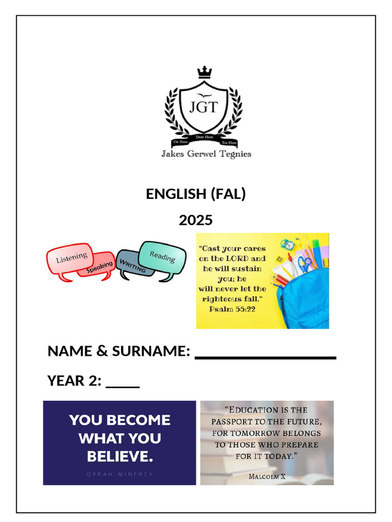 Learner Cover Page Y2 | PDF