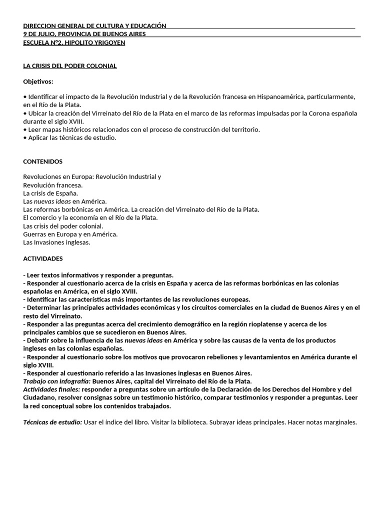 Secuencia Crisis Del Orden Colonial | PDF