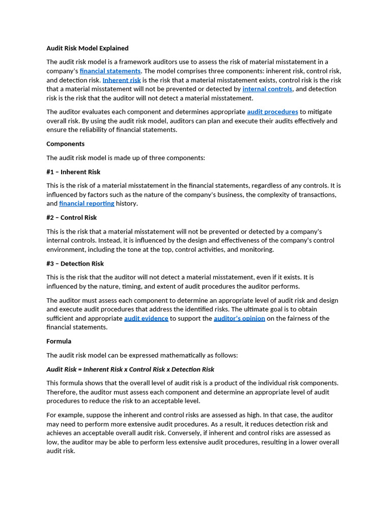Audit Risk Model Explained | PDF | Audit | Internal Control