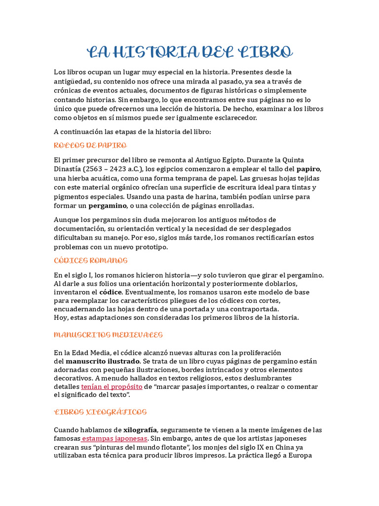 Evolución del libro a través de la historia | PDF | Libros | Imprenta