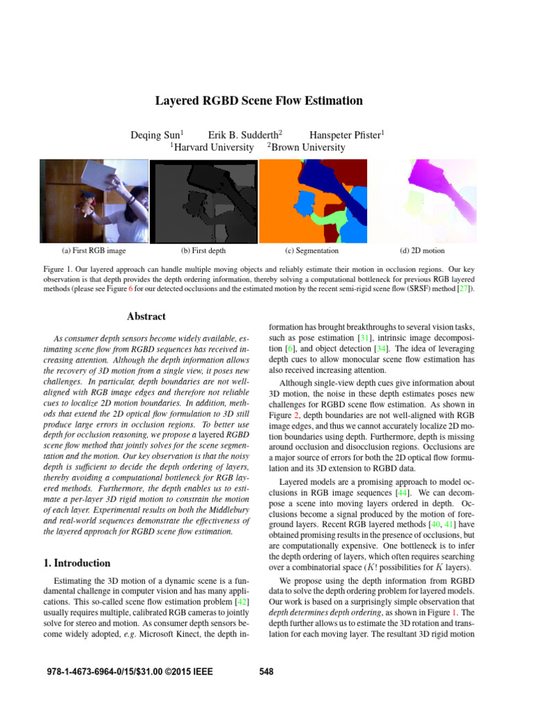 Layered RGBD Scene Flow Estimation | PDF | Image Segmentation | Computer Vision