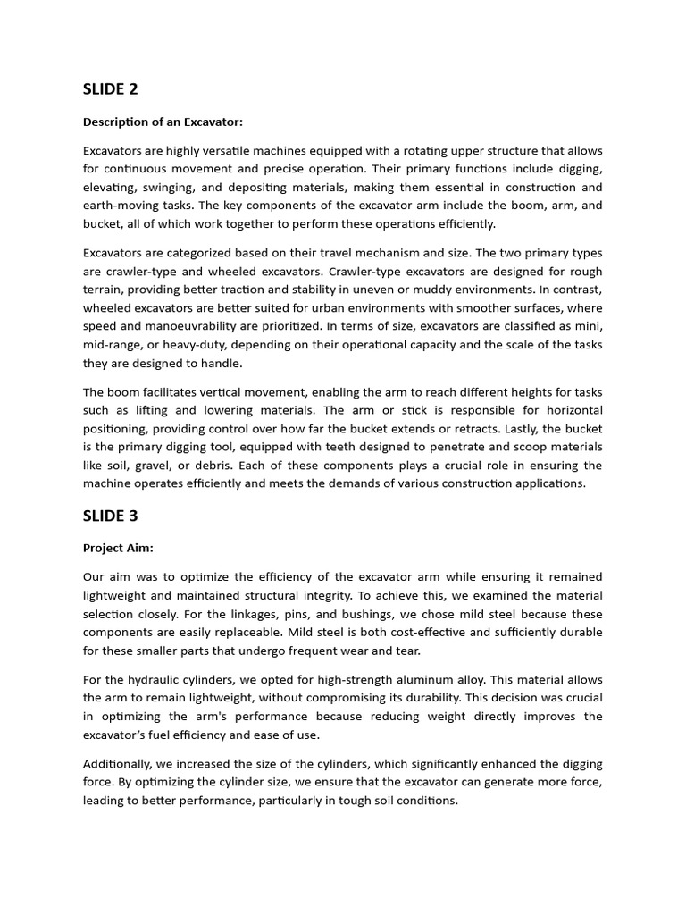 Excavator Arm: Design and Functionality | PDF | Force | Mechanical ...