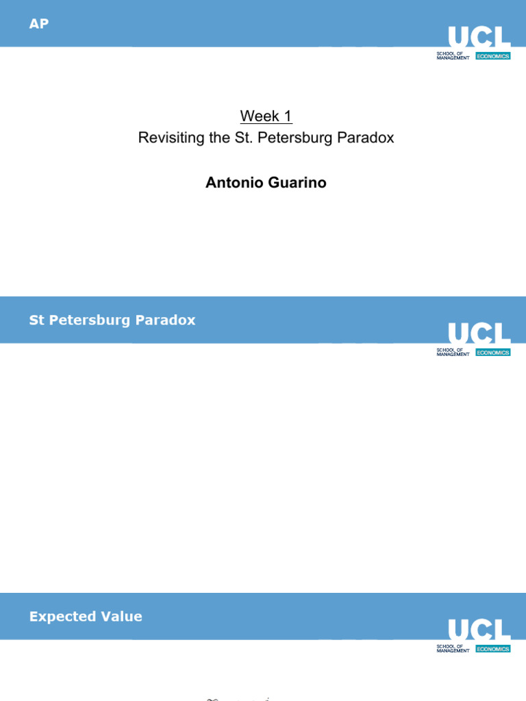 AP - W1j Revisiting The St. Petersburg Paradox | PDF