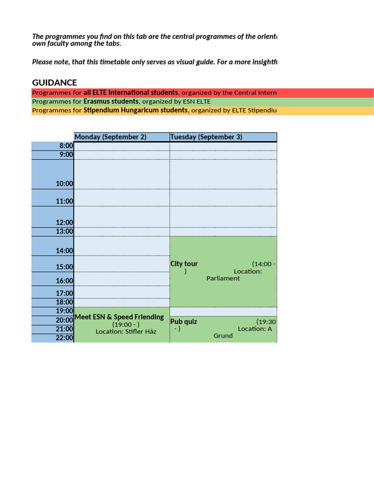 Program Booklet Timetable For Incoming Students | PDF | Students ...