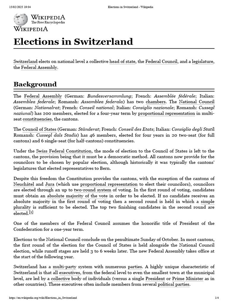 Elections in Switzerland | PDF | Group Decision Making | Forms Of ...