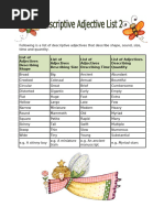 Adjectives To Describe The 5 Senses | PDF | Taste | Color