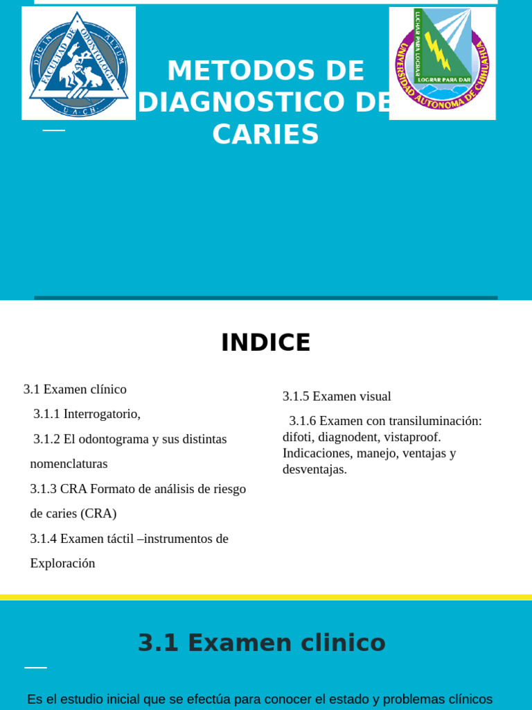 1 METODOS DE DIAGNOSTICO PRESENTACION (3) | PDF | Odontología