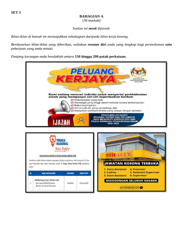 SET 3 Resume Diri | PDF