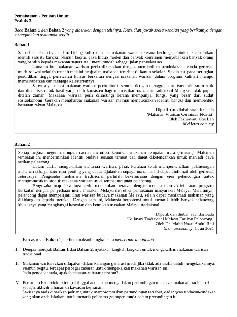 Pemahaman Petikan 2 | PDF