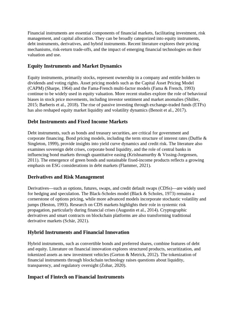 Overview of Financial Instruments and Trends | PDF | Fixed Income ...