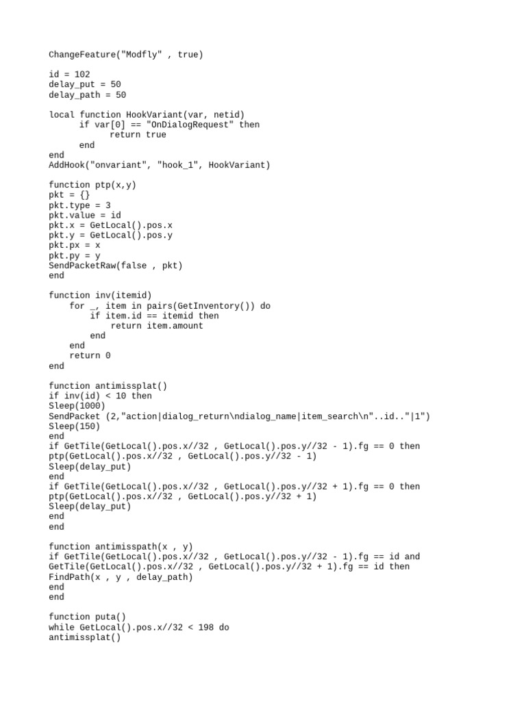 Auto Put Plat Bothax - Lua | PDF