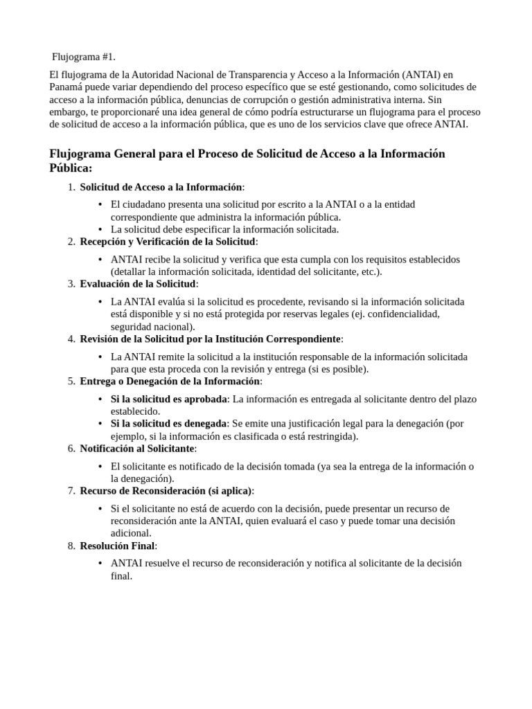 Flujograma Solicitud de Información ANTAI | PDF