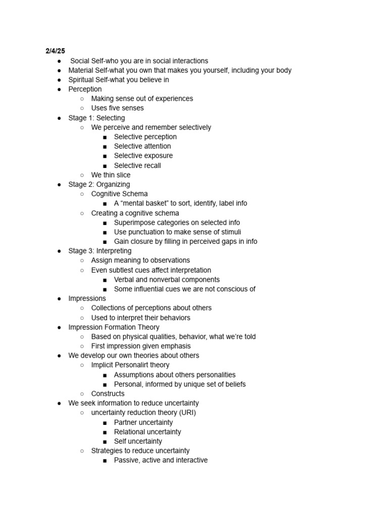 Interpersonal Communication Notes | PDF | Perception | Interpersonal ...