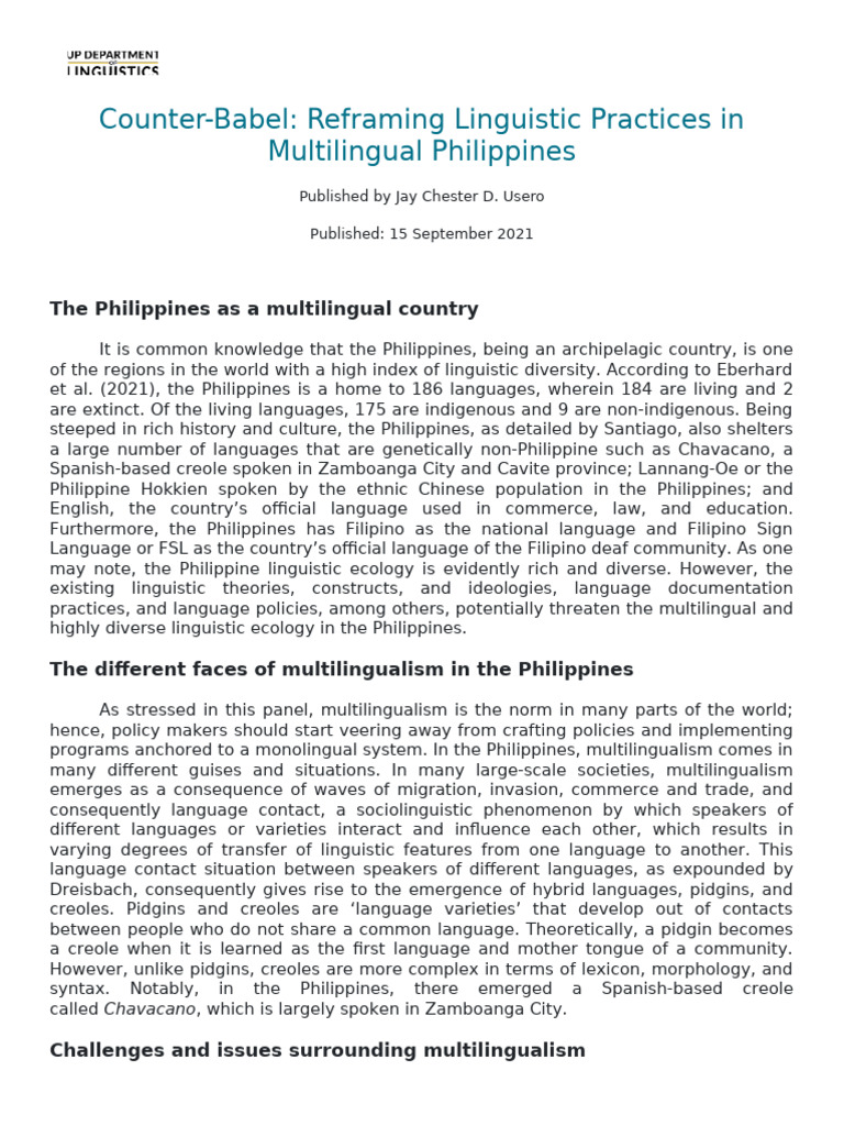 Counter Babel Refraining Linguistic Practices in Multi Lingual ...