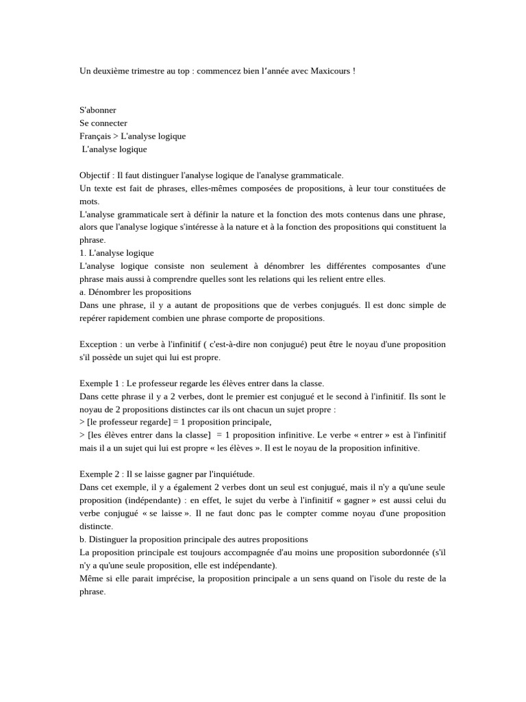 Analyse Logique | PDF | Clause | Phrase