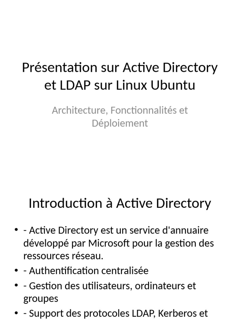 Presentation AD LDAP Ubuntu | PDF