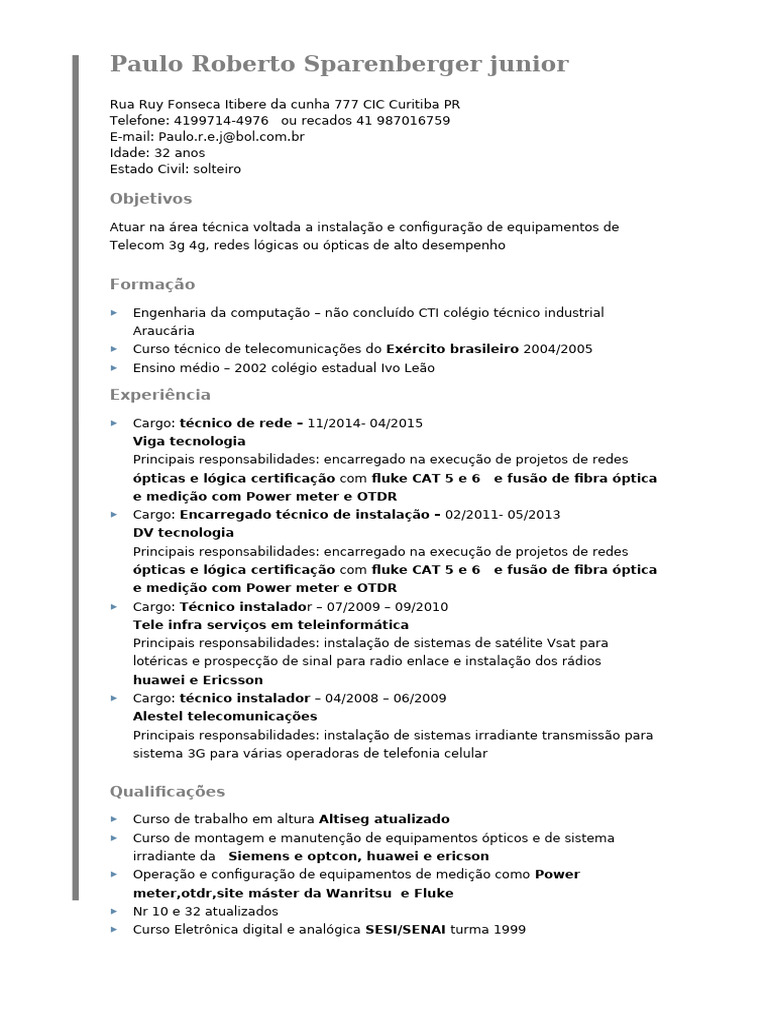 Curriculum - Paulo Atualizado | PDF