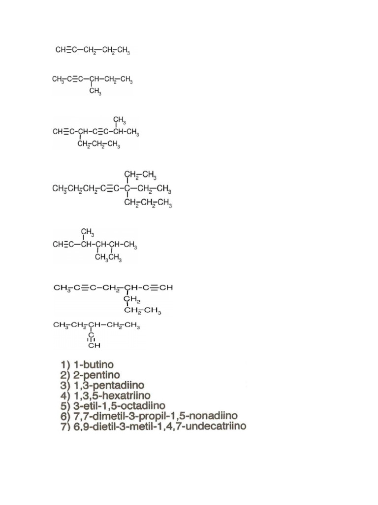 Ejercicios Nomenclatura de Alquinos | PDF