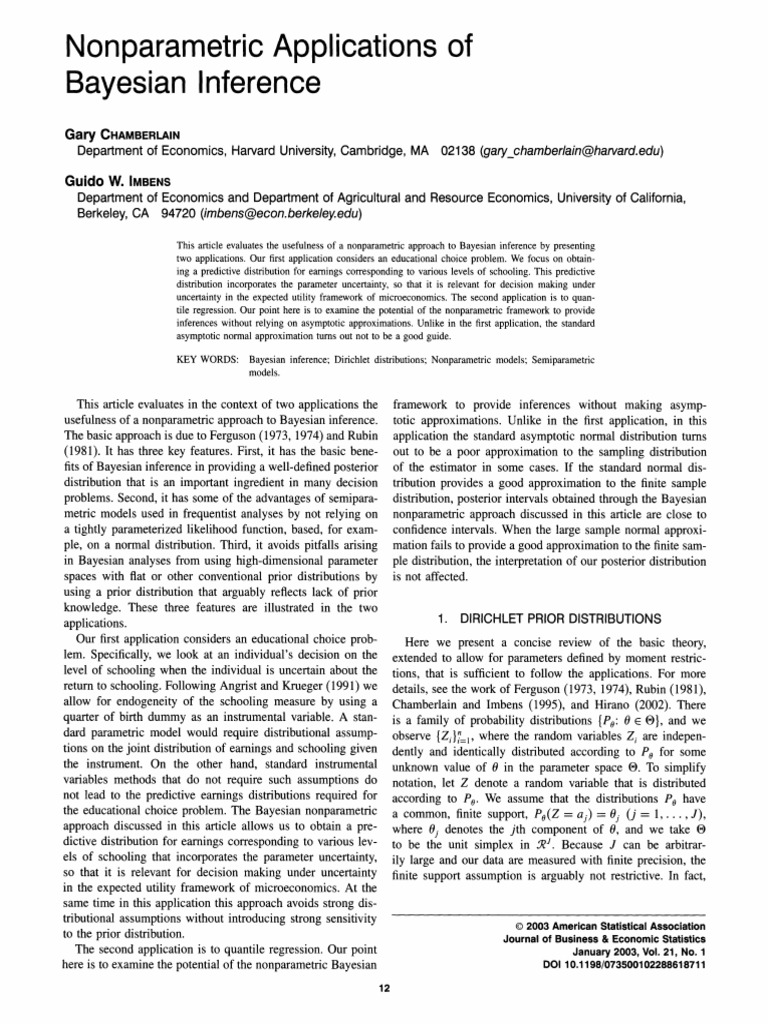 Nonparametric Application of Bayesian Inference | PDF | Statistical Inference | Applied Mathematics