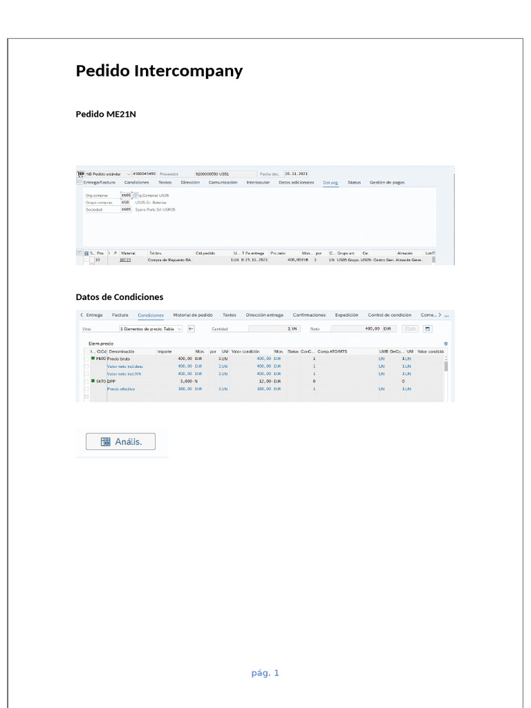 Pedido Intercompany SAP | PDF