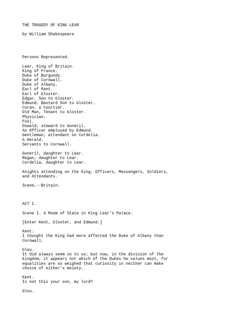 King Lear by William Shakespeare | PDF | King Lear