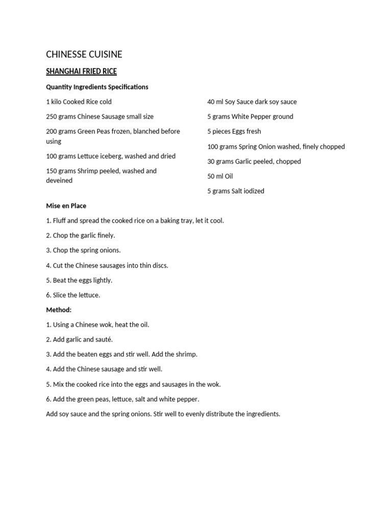 CHINESSE-CUISINE | PDF | Chinese Cuisine | Sausage