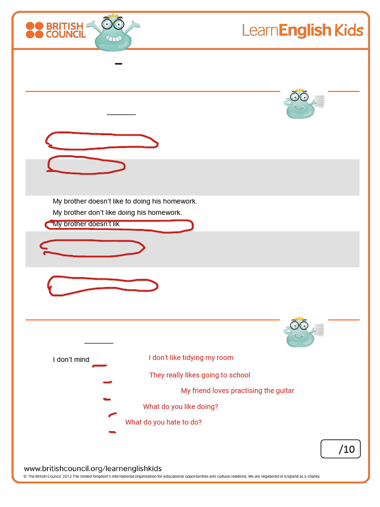 Grammar Test: Using "Like" with -ing | PDF