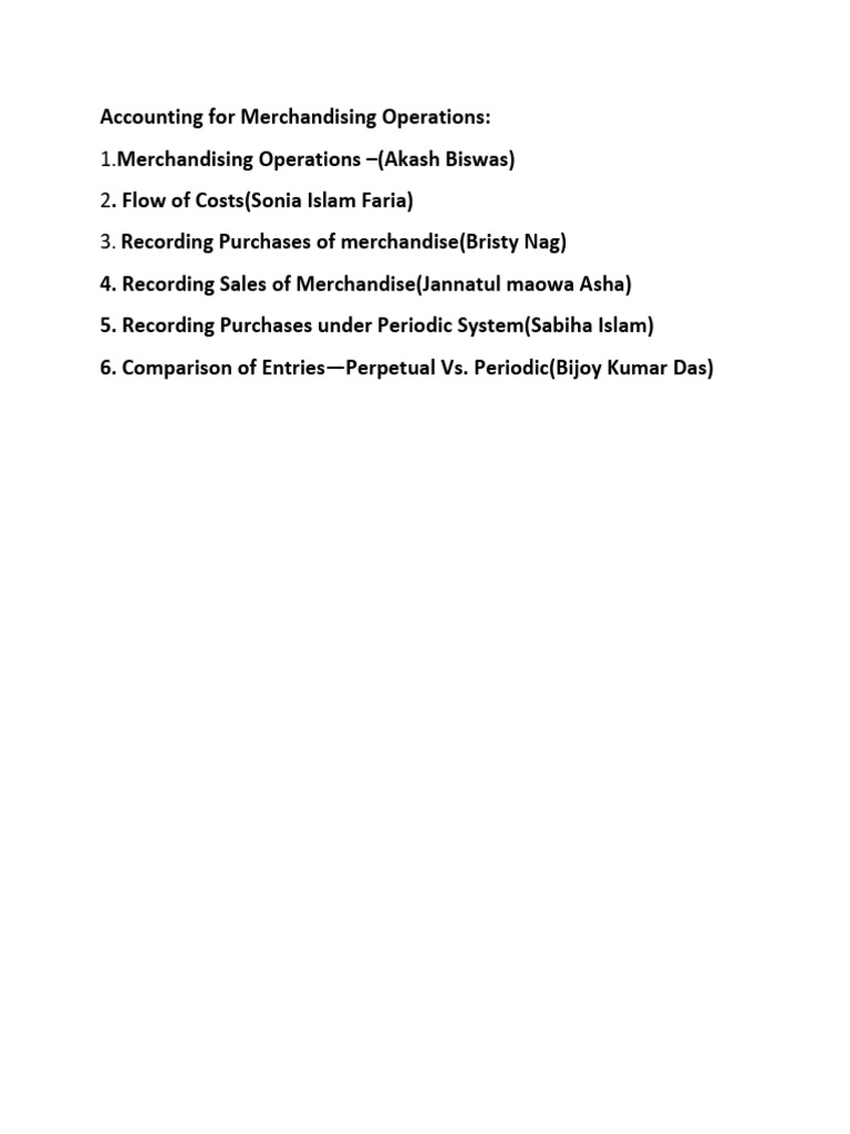 Accounting for Merchandise Operations | PDF