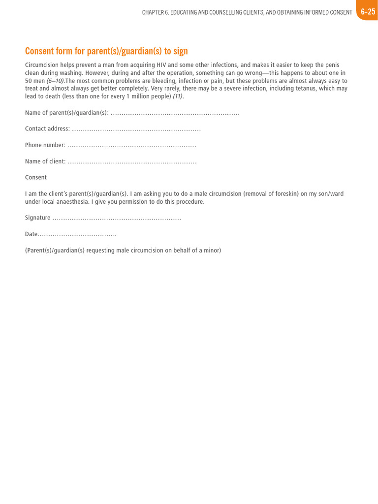 Consent Form For Parent Guardian To Sign | PDF | Circumcision | Sexually Transmitted Diseases ...