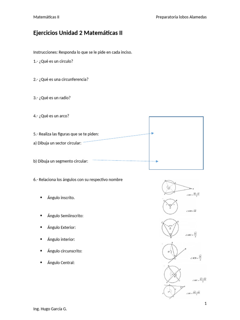 Ejercicios Unidad 2 MatemÃ¡ticas II 2 | PDF | Ángulo | Triángulo