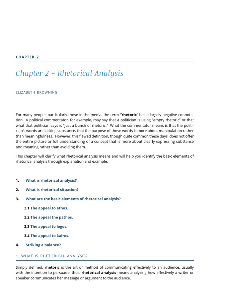 Chapter 2 Rhetorical Analysis | PDF | Rhetoric | Public Speaking
