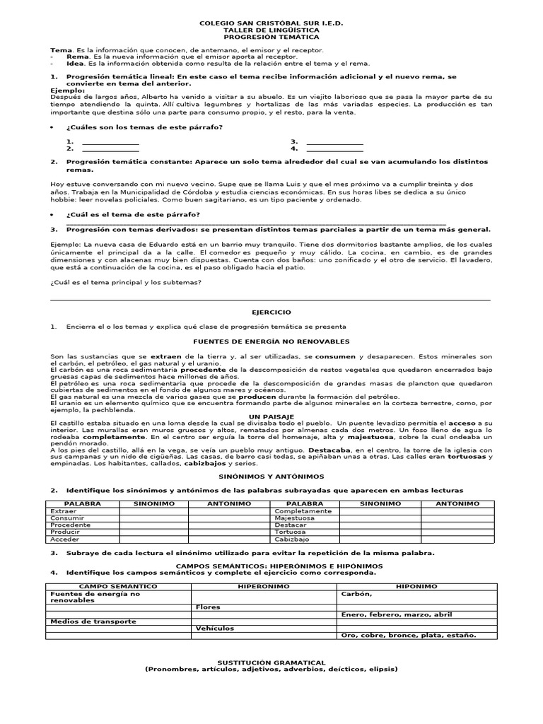 Progresión Temática | PDF | Verdad | Castillo