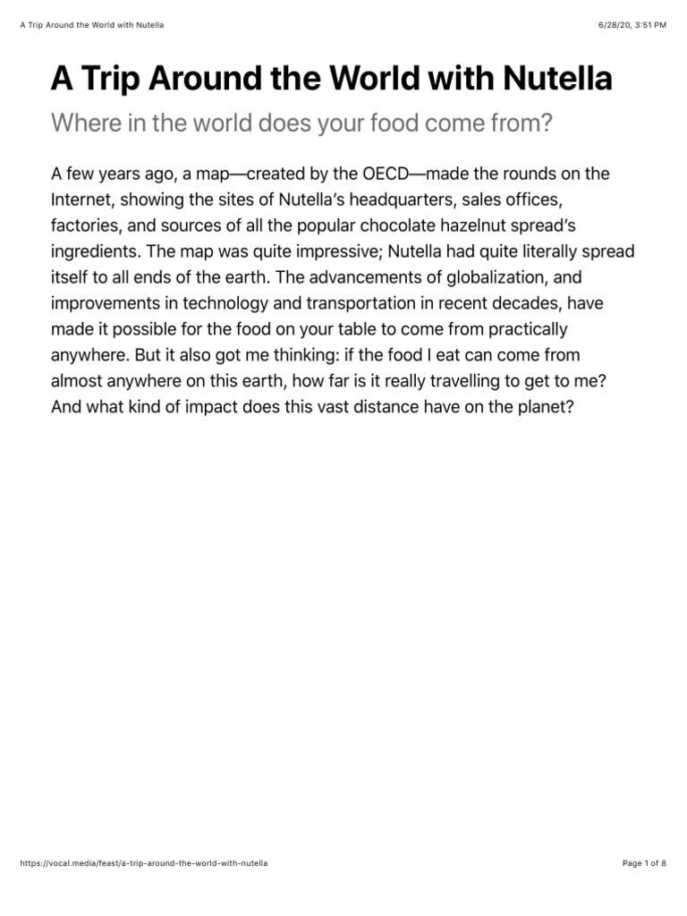 A Trip Around The World With Nutella | PDF